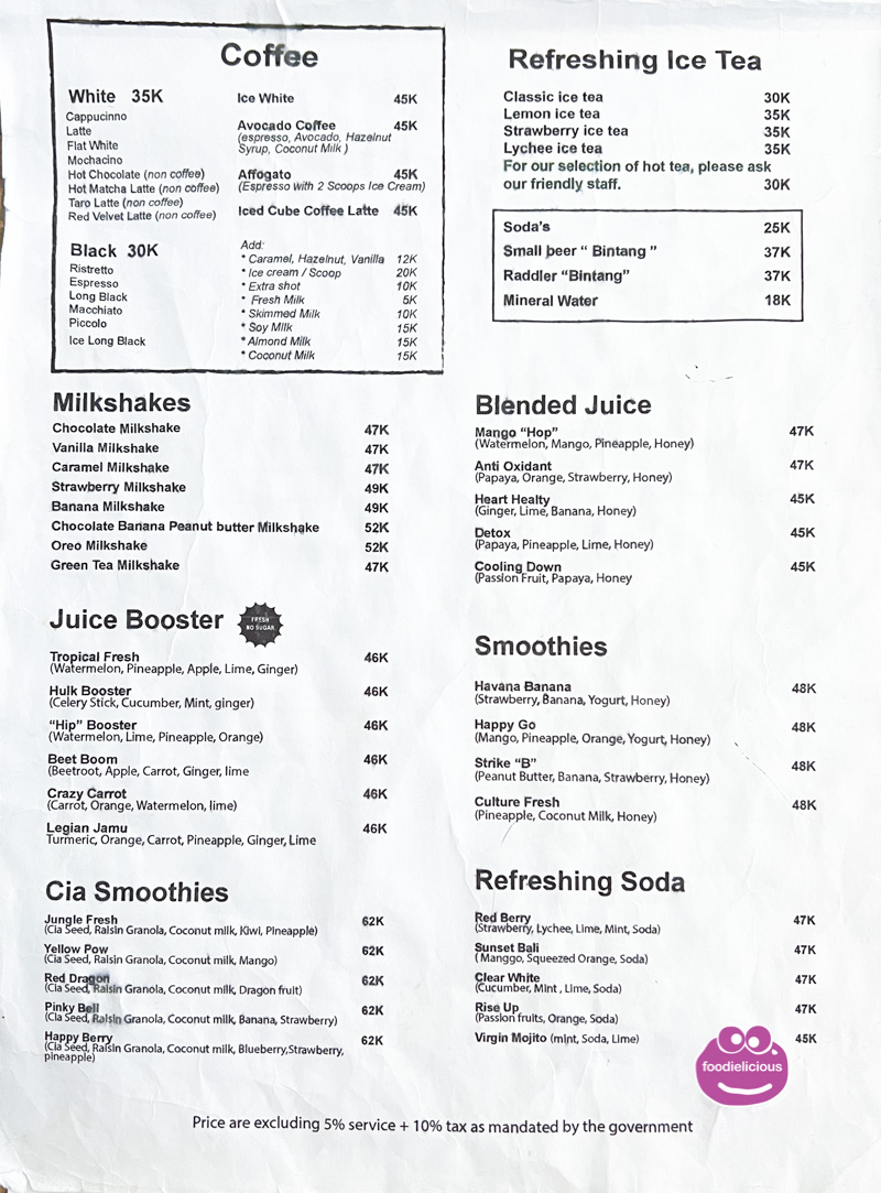 Benih Cafe, Bali Kuta Brunch Menu – oo-foodielicious