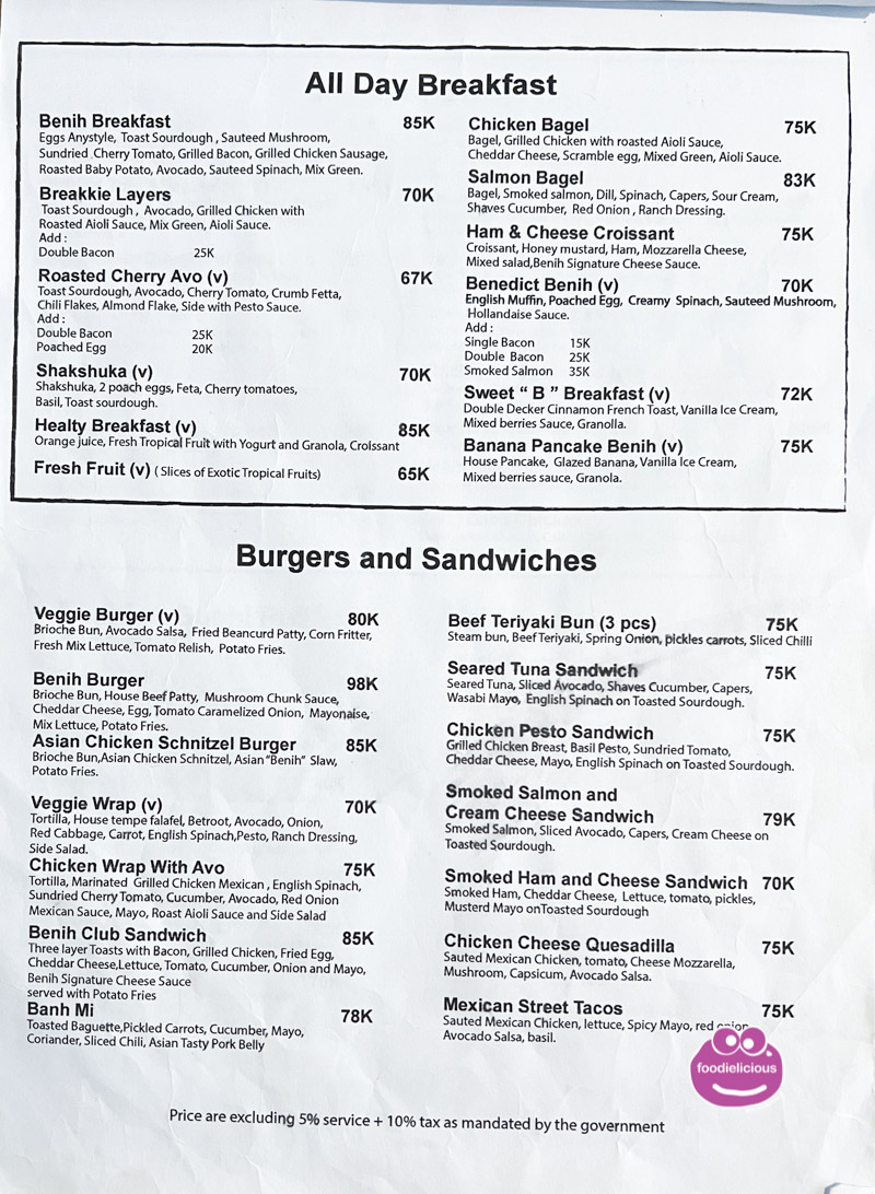 Benih Cafe, Bali Kuta Brunch Menu – oo-foodielicious
